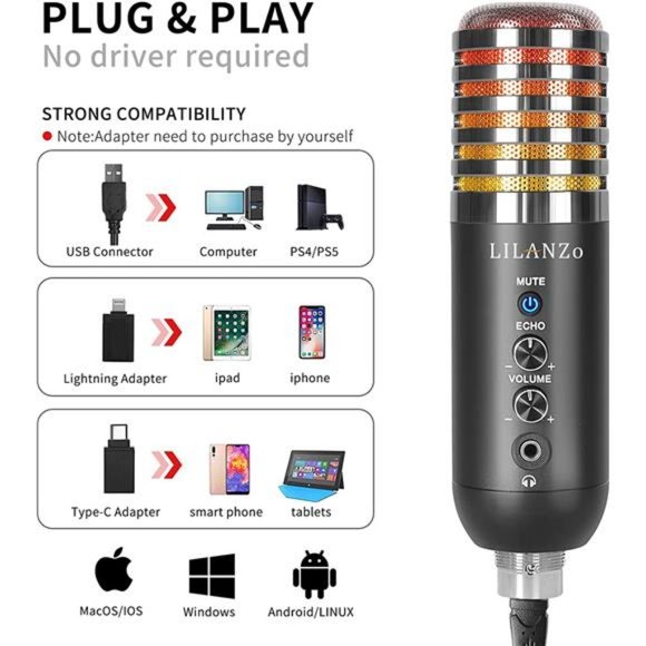 Portable Audio & Video | Usb Condenser Microphone For Pc Ps4 Ps5 ...